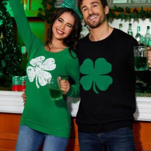 For G and PL St Patrick's Day Lucky Shamrock Clover Women Sweatshirt Ireland Four Leaf Pullover Casual T Shirts L