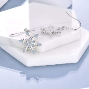 ONEFINITY Snowflake Earrings Sterling Silver Snowflake Dangle Drop Earrings for Women Christmas Jewelry Gifts