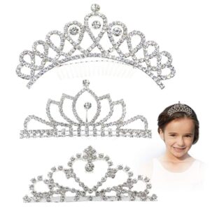 nodg 3 pieces silver tiaras for women princess rhinestone mini tiaras with comb crowns for women with comb for princess party favors tiaras and crowns for women