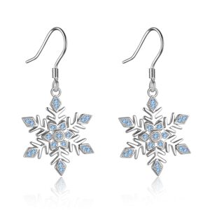 onefinity snowflake earrings sterling silver snowflake dangle drop earrings for women christmas jewelry gifts