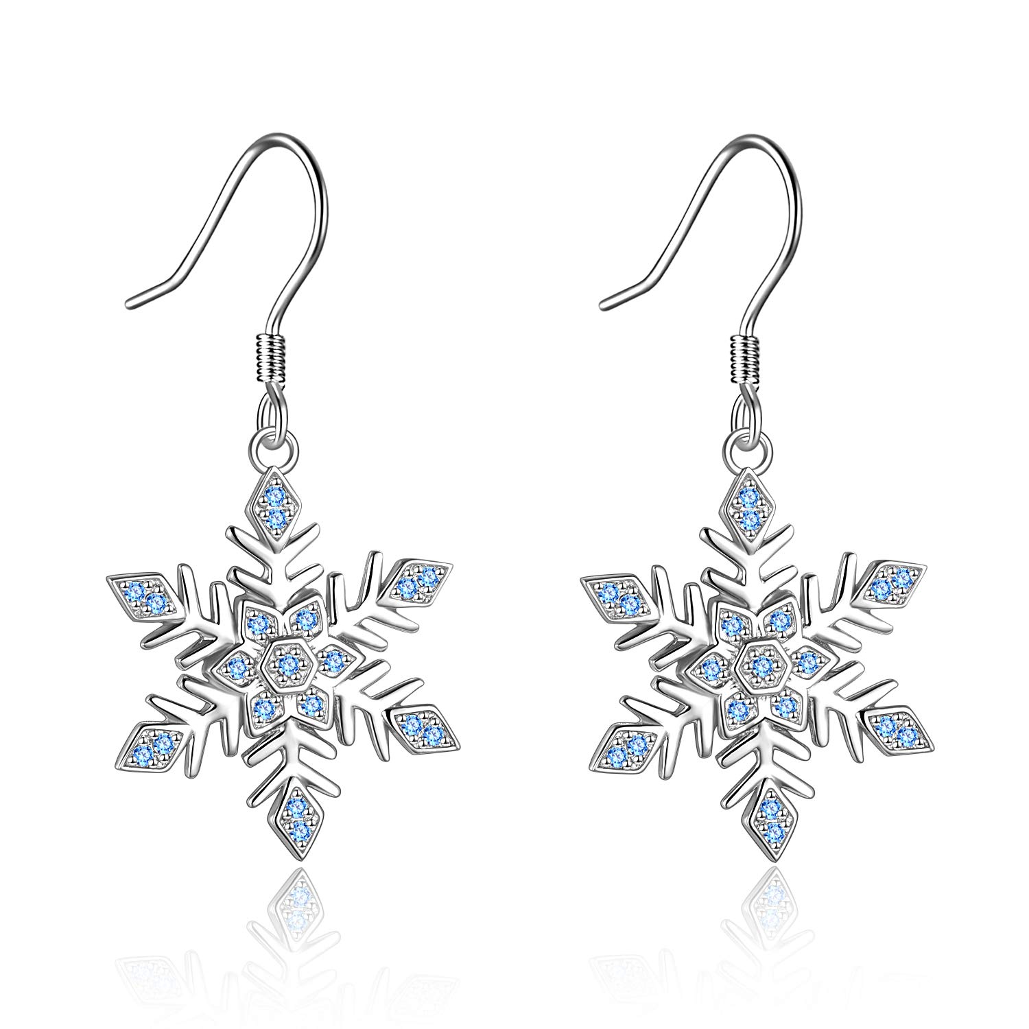 ONEFINITY Snowflake Earrings Sterling Silver Snowflake Dangle Drop Earrings for Women Christmas Jewelry Gifts