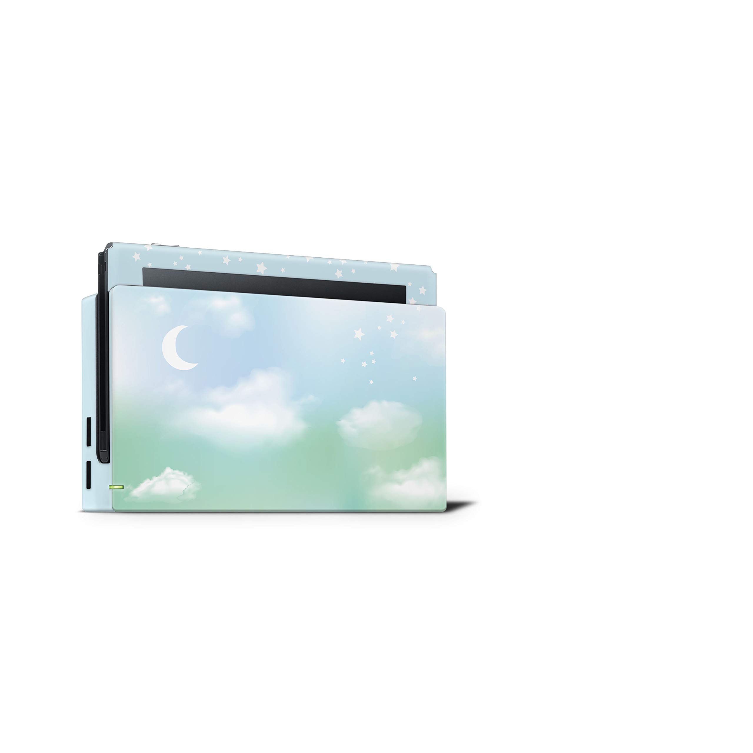 Tacky design Clouds Skin Compatible with Nintendo Switch Skin Decal, Pastel Green Sky Moon Skin Compatible with Nintendo Switch Skin, Vinyl 3m Sticker, Full wrap Cover