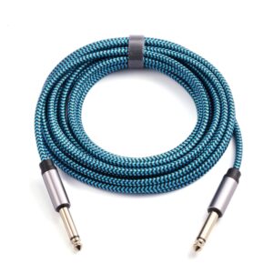 hftywy guitar cable 30 ft guitar cord 1/4 inch instrument cable 6.35mm (1/4) ts to 6.35mm (1/4) ts stereo audio cable male to male with zinc alloy housing and nylon braid