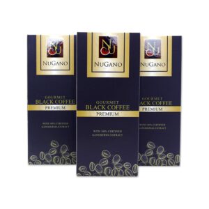 nugano black coffee pack of 3 - 100% certified ganoderma lucidium extract bold and flavorful healthy gourmet instant coffee 30's per box