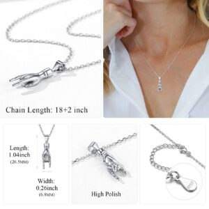 ChicSilver Italian Hand Necklace Mano Cornuto Good Luck Sign Pendant Necklace for Women Men 925 Sterling Silver Italian Hand Charm 18 Inch