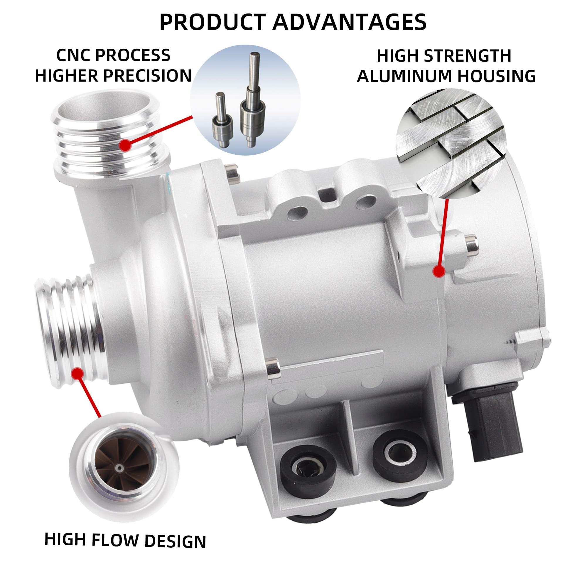 Dasbecan Electric Engine Water Pump Compatible with BMW 128i 328i 325i 528i 530i Z4 X3 X5 E90 N52 Replaces# 11517521584 11517546994 11517563183 11517586924 11517586925