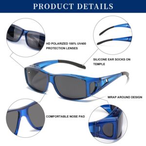 LVIOE Over Glasses Sunglasses Wrap Around Polarized Sunglasses for Men Women Fit Over Prescription Glasses with UV Protection