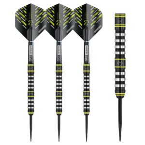 winmau michael van gerwen mvg assault 22 gram tungsten darts set with flights and stems (shafts)