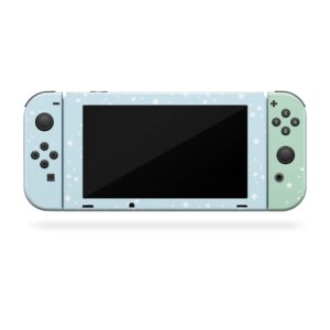 Tacky design Clouds Skin Compatible with Nintendo Switch Skin Decal, Pastel Green Sky Moon Skin Compatible with Nintendo Switch Skin, Vinyl 3m Sticker, Full wrap Cover