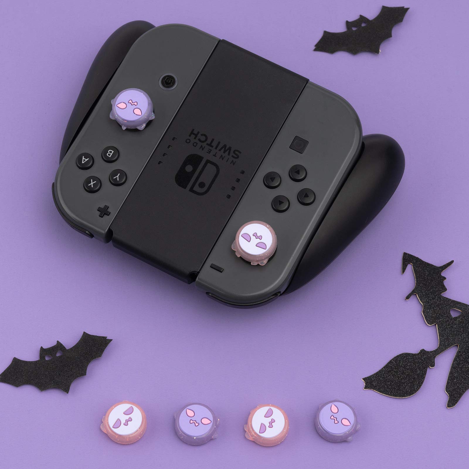 GeekShare Halloween Greedy Ghost Thumb Grip Caps Soft Silicone Joystick Cover Compatible with Nintendo Switch/OLED/Switch Lite,4PCS