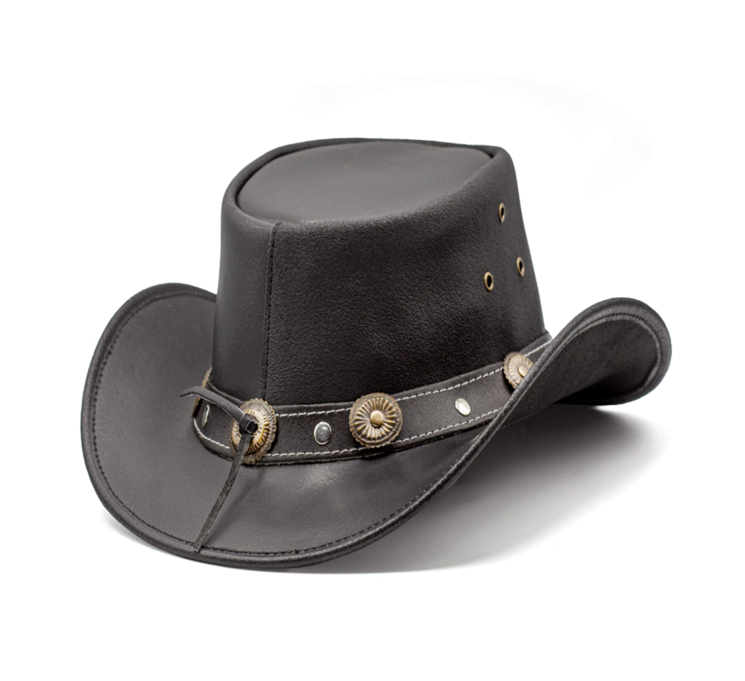 Showerproof Outback hat Also Worn as Leather Cowboy hat, Australian Hats for Men & Women Black