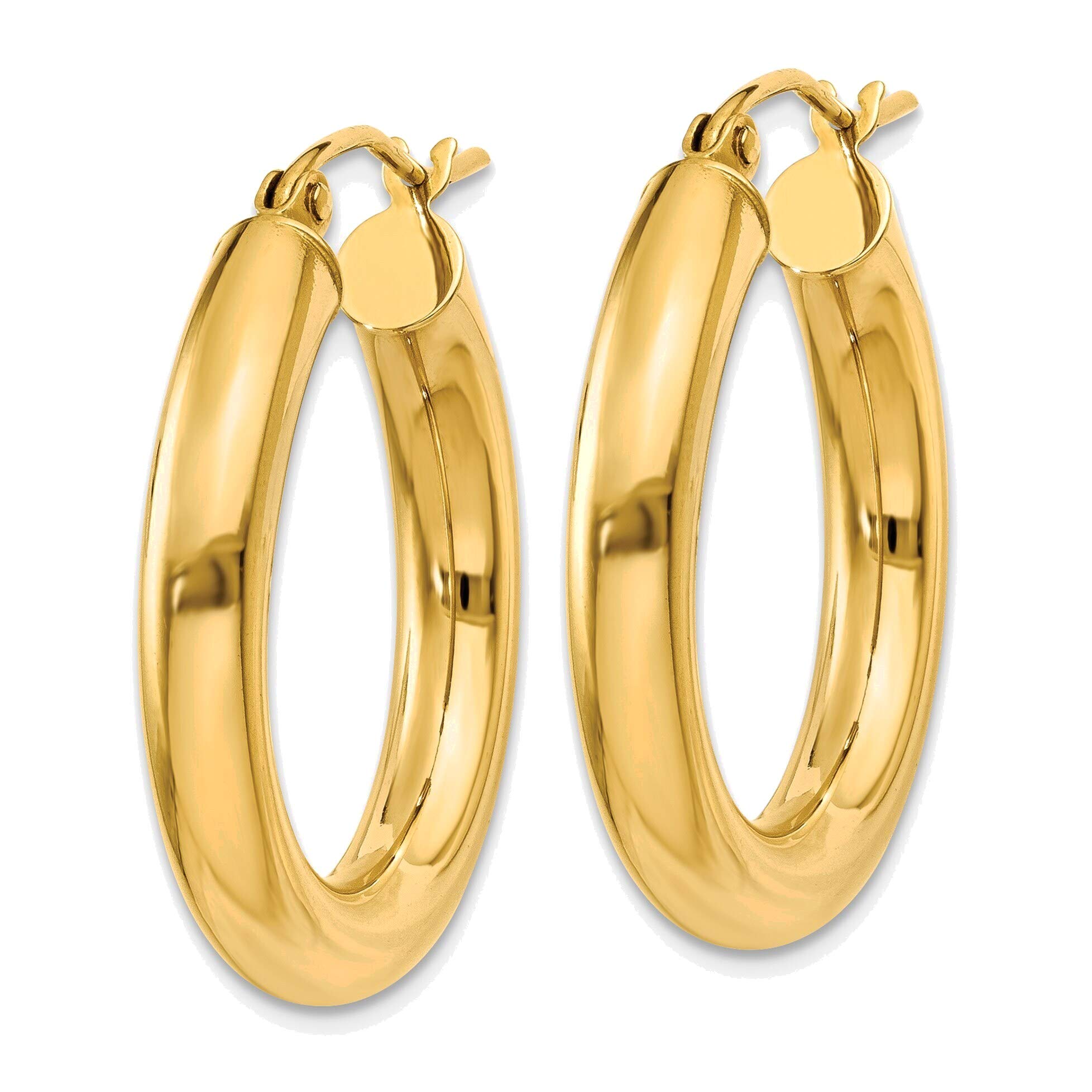 Polished 4mm Tube Hoop Earrings in 14K Yellow Gold