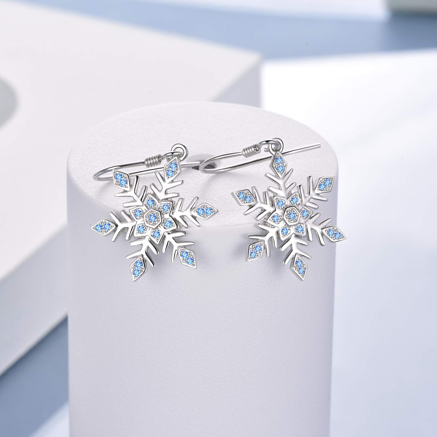 ONEFINITY Snowflake Earrings Sterling Silver Snowflake Dangle Drop Earrings for Women Christmas Jewelry Gifts