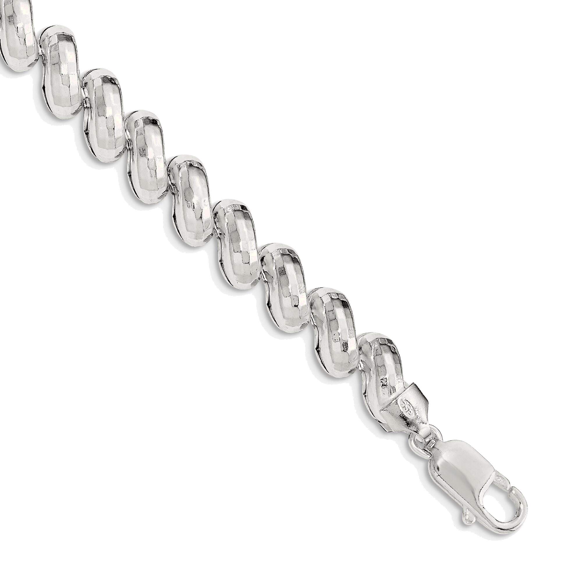 Solid Sterling Silver Fancy Diamond-Cut San Marco Bracelet