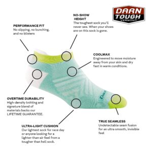 Darn Tough Women's No Show Tab Ultra-Lightweight Running Sock (Style 1052) - Aqua, Medium