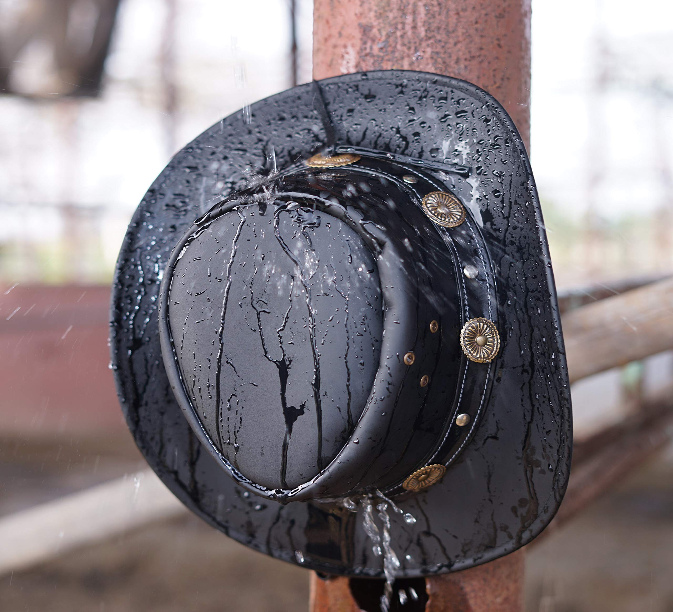 Showerproof Outback hat Also Worn as Leather Cowboy hat, Australian Hats for Men & Women Black