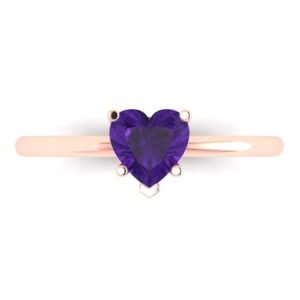 clara pucci 1.0 ct heart cut solitaire natural purple amethyst 5-prong engagement bridal promise anniversary ring 18k rose gold size 6.5