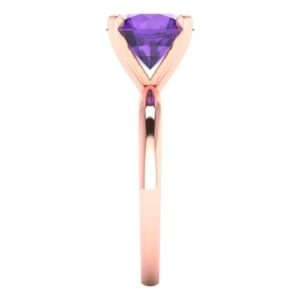 Clara Pucci 3.0 ct Round Cut Solitaire Natural Purple Amethyst Engagement Bridal Promise Anniversary Ring in 18K Rose Gold Size 10