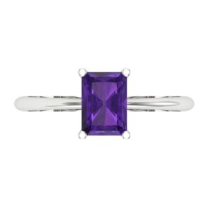 clara pucci 1.0 ct radiant cut solitaire natural purple amethyst engagement bridal promise anniversary ring 18k white gold size 3.5