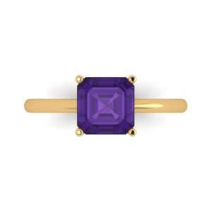 clara pucci 2.0 ct asscher cut solitaire natural purple amethyst engagement bridal promise anniversary ring 18k yellow gold size 3.5