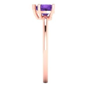 Clara Pucci 1.0 ct Heart Cut Solitaire Natural Purple Amethyst 5-Prong Engagement Bridal Promise Anniversary Ring 18K Rose Gold Size 6.5