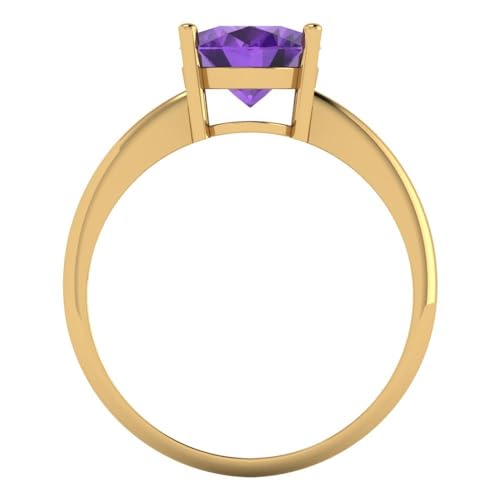 Clara Pucci 2.5ct Oval Cut Solitaire Natural Purple Amethyst Engagement Bridal Promise Anniversary Ring 18K Yellow Gold Size 3.75