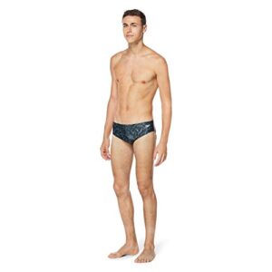 Speedo Men's Standard Swimsuit Brief ProLT Printed Team Colors, Shimmer Anthracite Black, 28