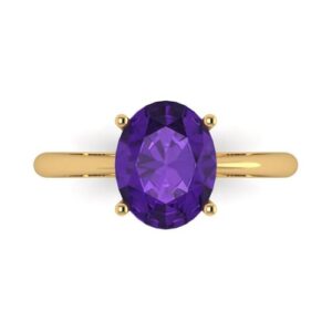 clara pucci 2.5ct oval cut solitaire natural purple amethyst engagement bridal promise anniversary ring 18k yellow gold size 3.75