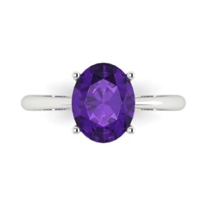 clara pucci 2.5ct oval cut solitaire natural purple amethyst engagement wedding bridal promise anniversary ring 18k white gold size 3.75