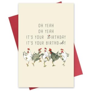 kirynurd funny birthday card, birthday card for friend, dancing chicken birthday card for female male