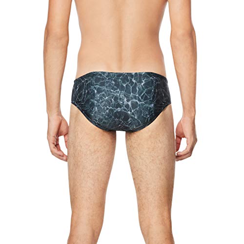 Speedo Men's Standard Swimsuit Brief ProLT Printed Team Colors, Shimmer Anthracite Black, 28