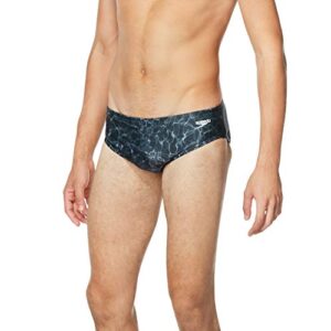 speedo men's standard swimsuit brief prolt printed team colors, shimmer anthracite black, 28