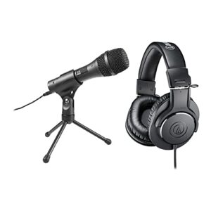 audio-technica at-edu25 working and learning from home pack with at2005usb cardioid dynamic usb/xlr microphone and ath-m20x headphones (atedu25)