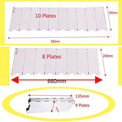 GCIYAEN Folding Stove Windscreen Outdoor Camping Stove Windshield with Carrying Bag (650 X 135mm 9 Plates)