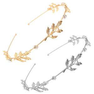 nodg 2 pieces leaf tiaras for women silver-leaf headbands crystal gold tiaras for women bridal headpiece wedding headbands hair accessories jewelry tiaras and crowns for women