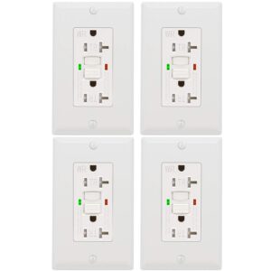 anko gfci outlet 20 amp 4 pack, ul listed, led indicator, tamper-resistant, weather resistant receptacle indoor or outdoor use with decor wall plates and screws