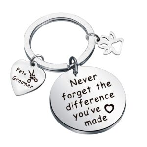 myospark pet groomer keychain dog salon gift never forget the difference you've made appreciation jewelry pet beautician gift (difference pet groomer keychain)