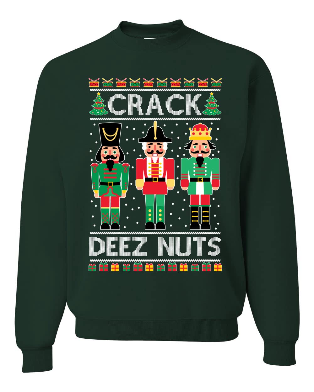 Wild Bobby Crack Deez Nuts Meme Ugly Christmas Sweater Unisex Crewneck Sweatshirt, Forest Green, Small