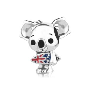 minijewelry koala bear bead compatible with pandora moments charms bracelets cute zoo au animal surfing uk flag surfboard women daughter granddaughter family surfer birthday