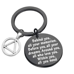 feelmem sobriety gift keychain addiction recovery gift aa alcoholics anonymous warrior recovery gift new beginnings gift(black)