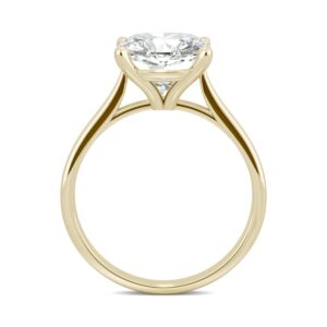 Charles & Colvard Created Moissanite 9mm Cushion Cut Solitaire Ring for Women | 3.3 cttw DEW | Lab Grown | Solid 14K Yellow Gold | Size 7