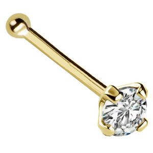 jewelry avalanche 22g solid 14kt gold nose bone stud with prong set real diamond gemstone, 14kt yellow gold or 14kt white gold - april birthstone nose ring-nbyg_wd-2.5mm