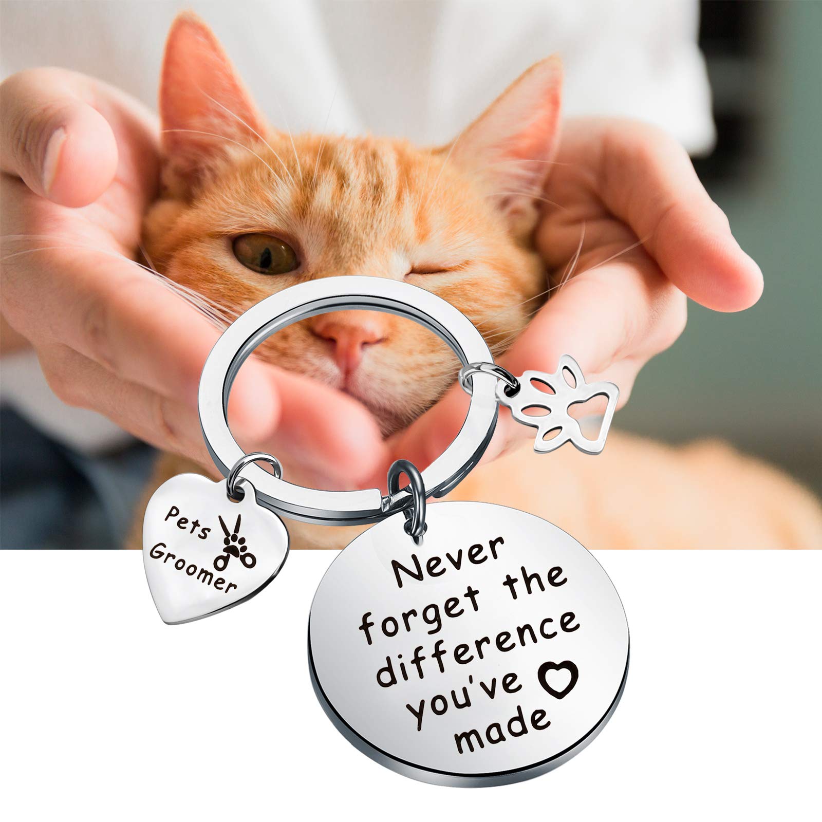 MYOSPARK Pet Groomer Keychain Dog Salon Gift Never Forget The Difference You've Made Appreciation Jewelry Pet Beautician Gift (difference pet groomer keychain)