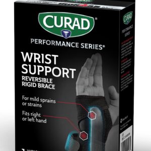 CURAD IRONMAN Wrist Support, Reversible Rigid Wrist Brace for Mild Sprains, Strains, Joint Injuries, Carpal Tunnel Pain Management, 2 Adjustable Straps, Universal Fit for Right or Left Wrist, 1 Brace