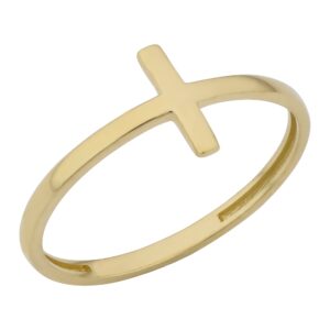 kooljewelry 10k yellow gold high polish cross ring (size 9)