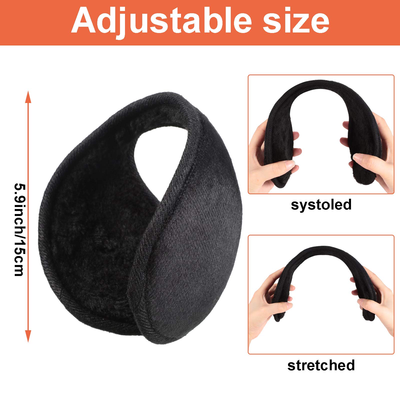 Ear Muffs For Winter Ear Warmer Ear Covers Over The Head Ear Muffs for Men Women Outdoor(Black,4 Pieces)