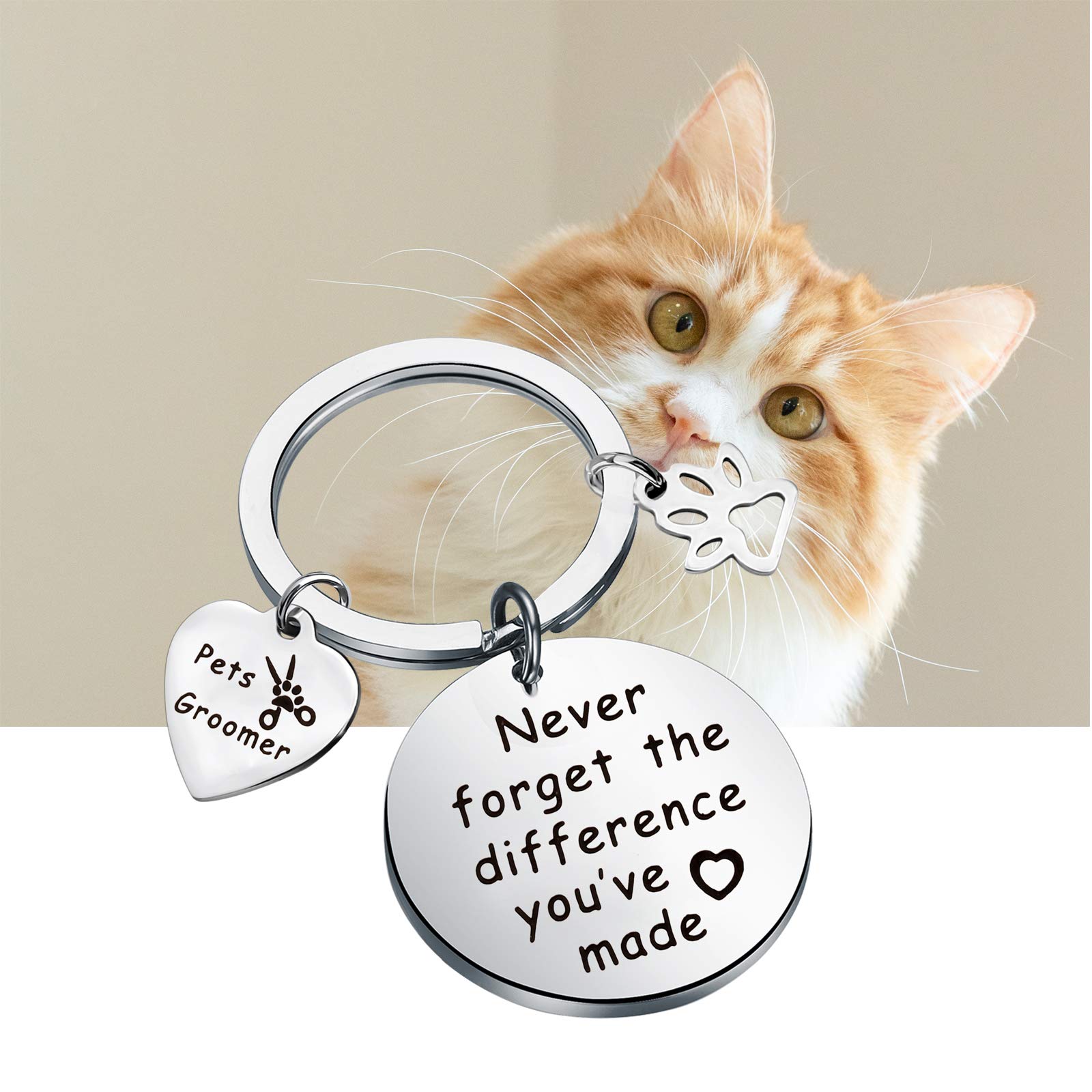 MYOSPARK Pet Groomer Keychain Dog Salon Gift Never Forget The Difference You've Made Appreciation Jewelry Pet Beautician Gift (difference pet groomer keychain)