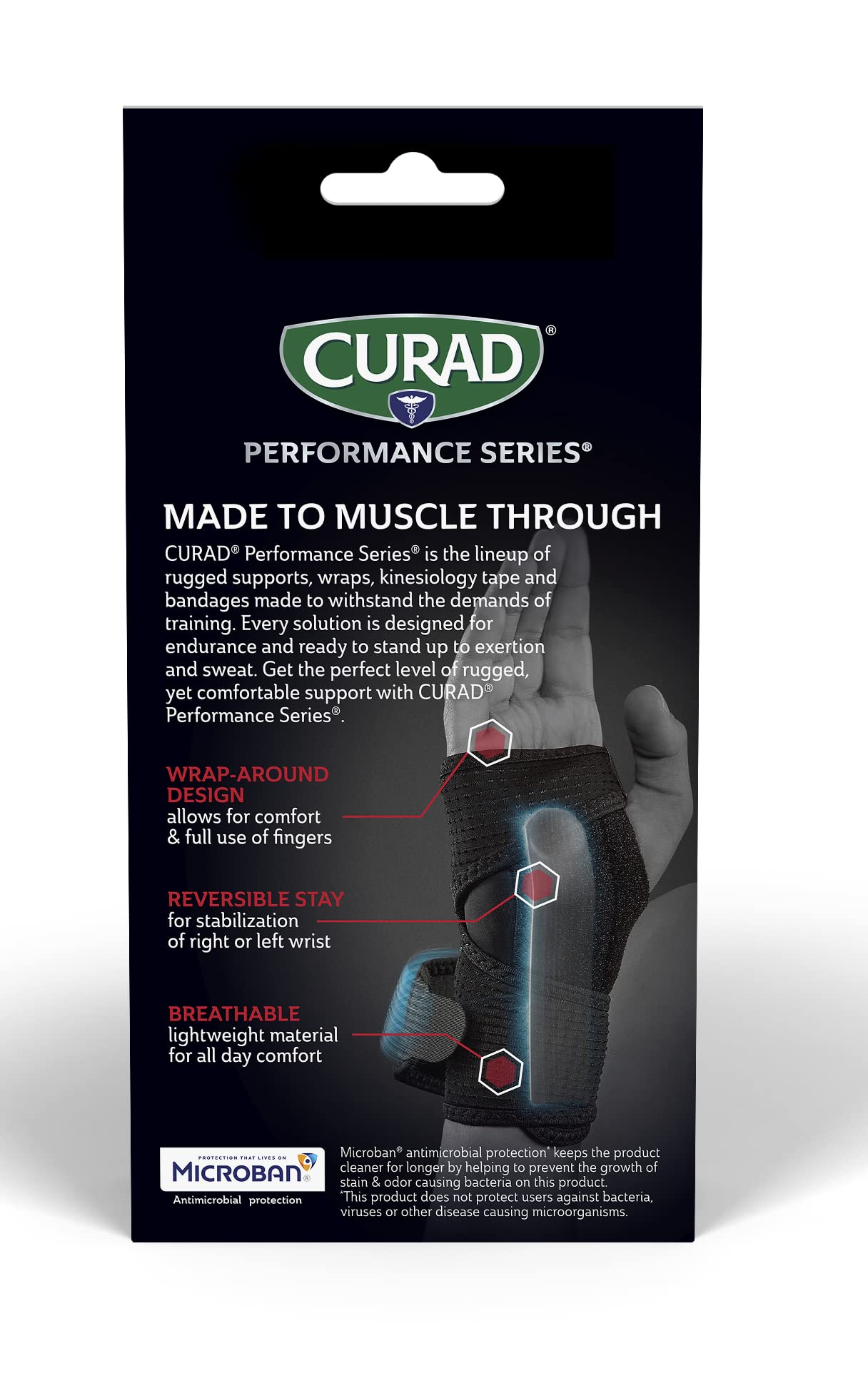 CURAD IRONMAN Wrist Support, Reversible Rigid Wrist Brace for Mild Sprains, Strains, Joint Injuries, Carpal Tunnel Pain Management, 2 Adjustable Straps, Universal Fit for Right or Left Wrist, 1 Brace