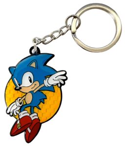 zen monkey studios' leaping sonic - classic sonic the hedgehog keychain