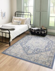 unique loom whitney collection area rug - milano (7' 10" x 10' rectangle, french blue/ ivory)